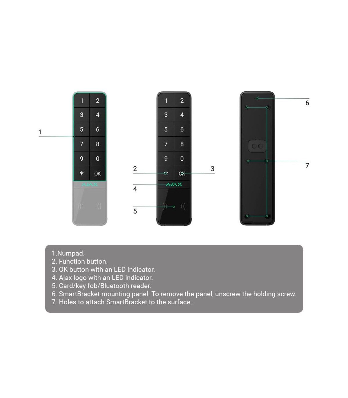 Keypad Outdoor bevielė klaviatūra, grafito, Ajax | Spectra Baltic