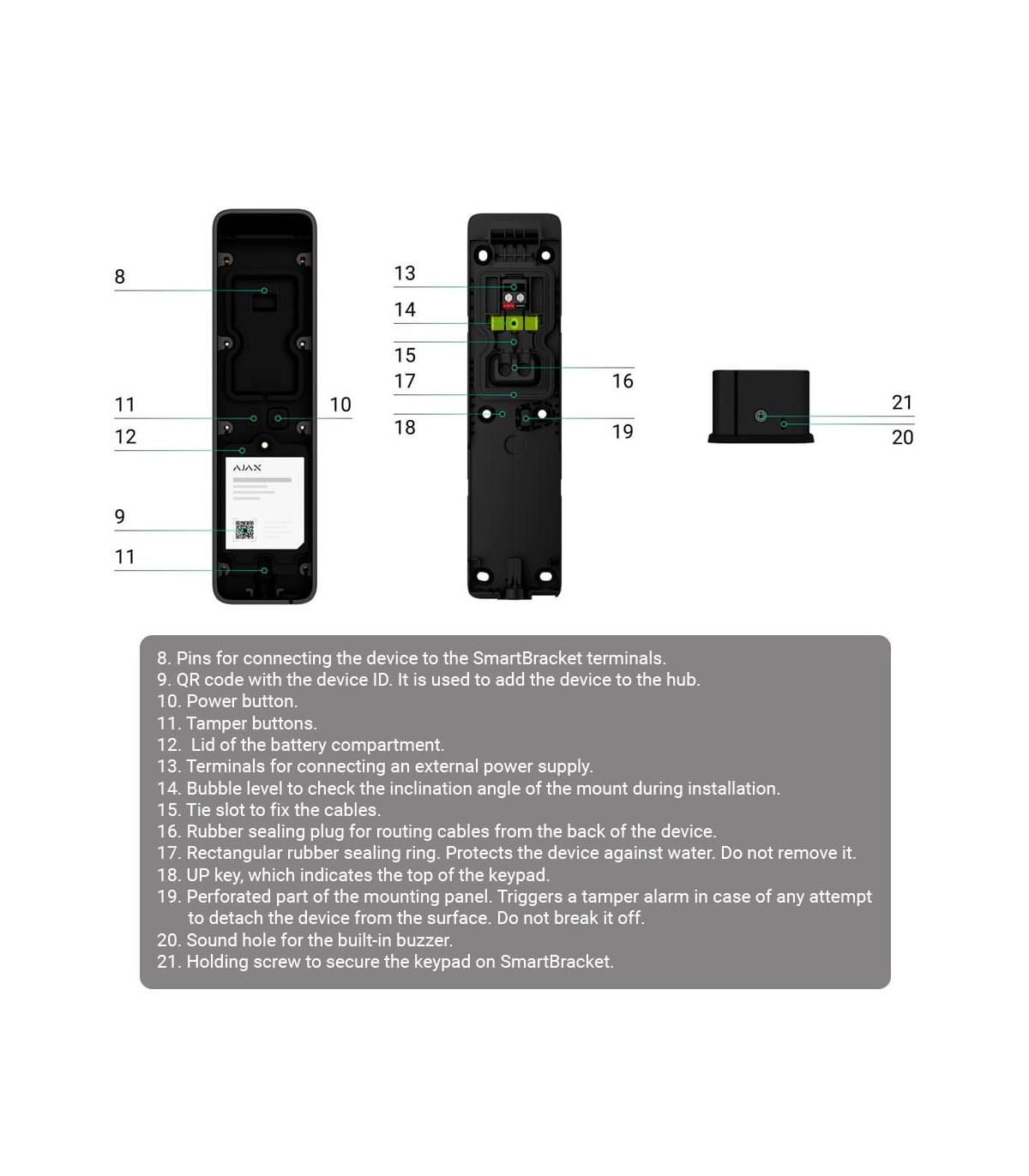 Keypad Outdoor bevielė klaviatūra, grafito, Ajax | Spectra Baltic