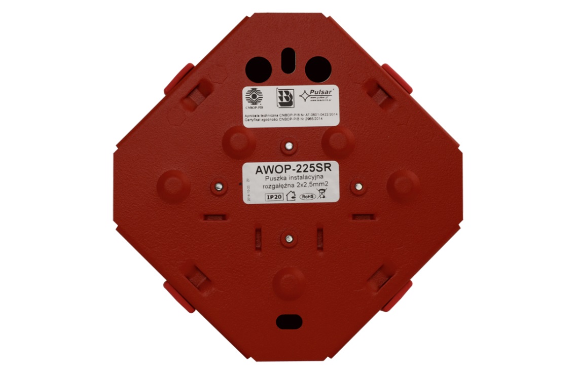 AWOP-225SR priešgaisrinė jungiamoji dėžutė metalinė, raudona, 2x2,5mm2 ...